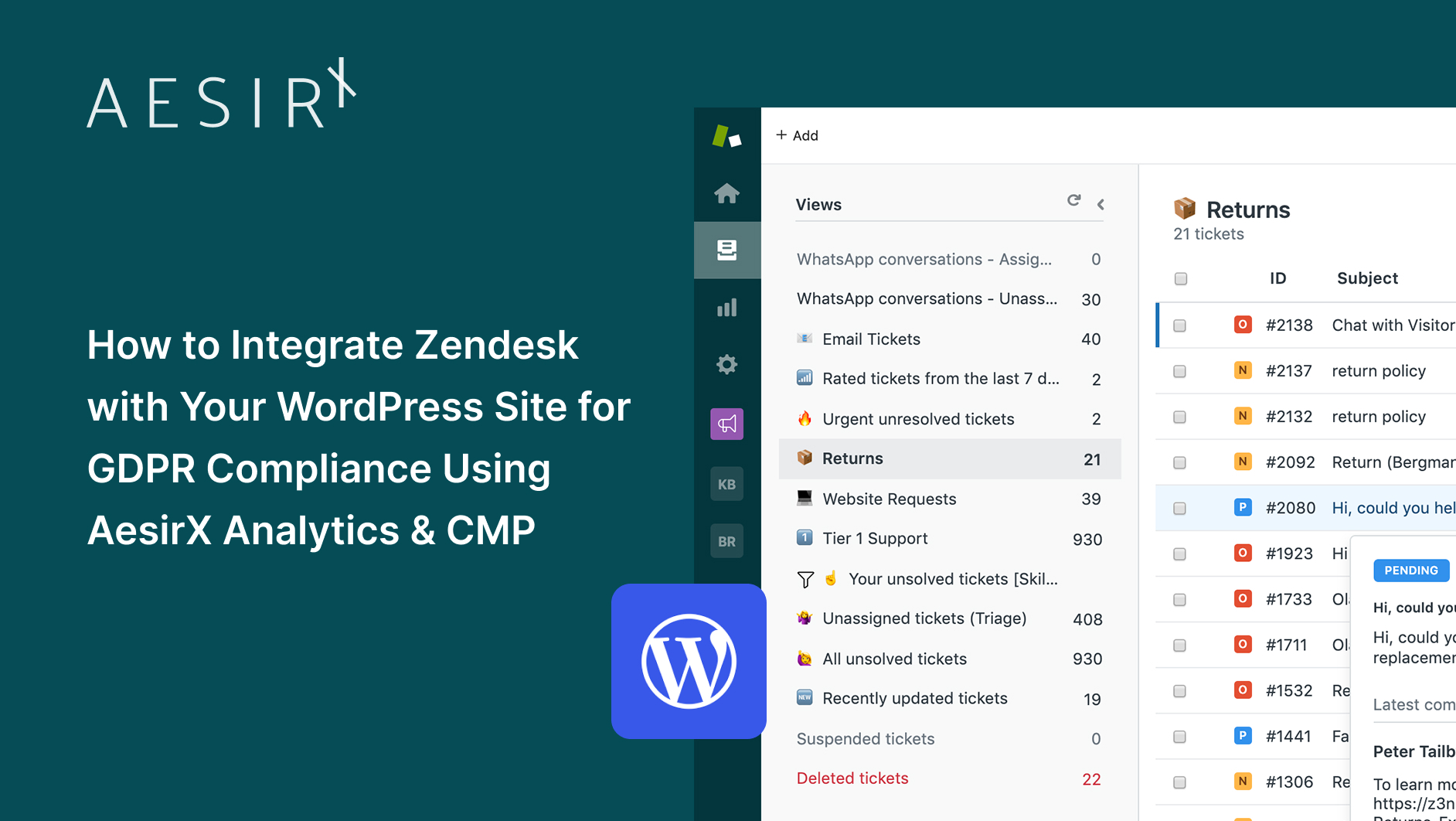 Integrate Zendesk with WordPress Using AesirX Analytics & CMP