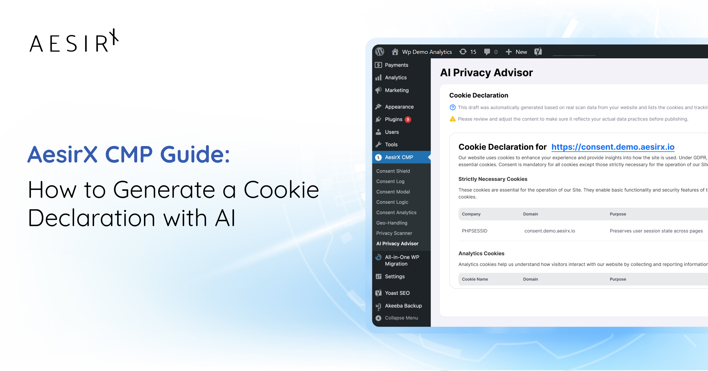 AesirX CMP: How to Generate a Cookie Declaration with AI