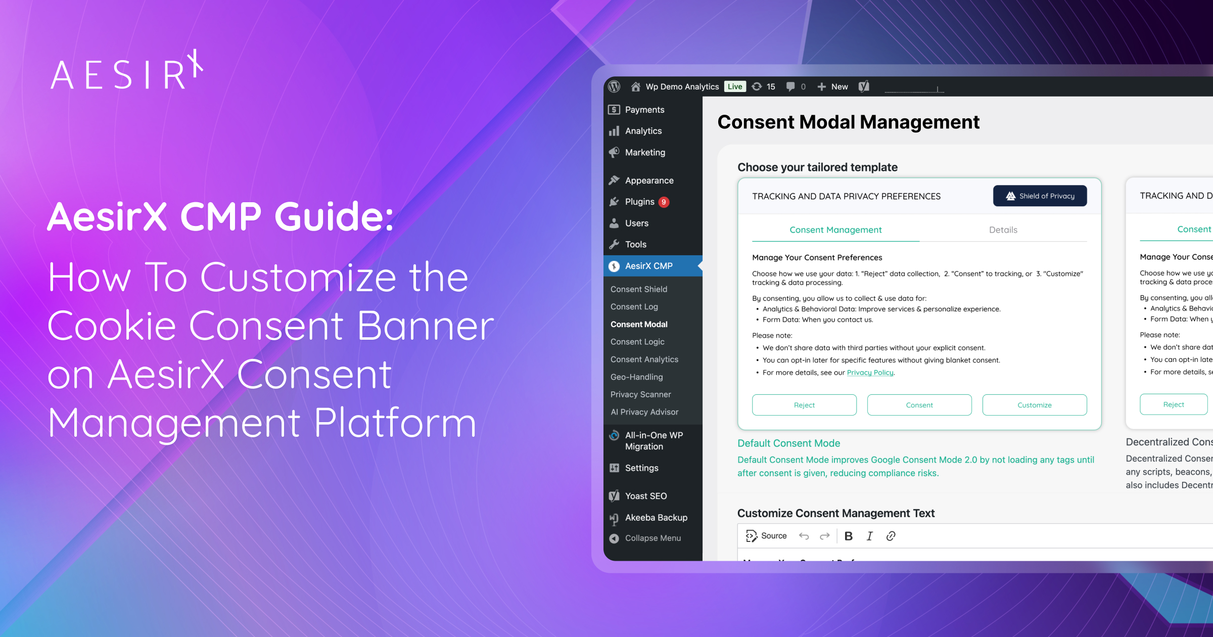 How To Customize the Cookie Consent Banner on AesirX CMP