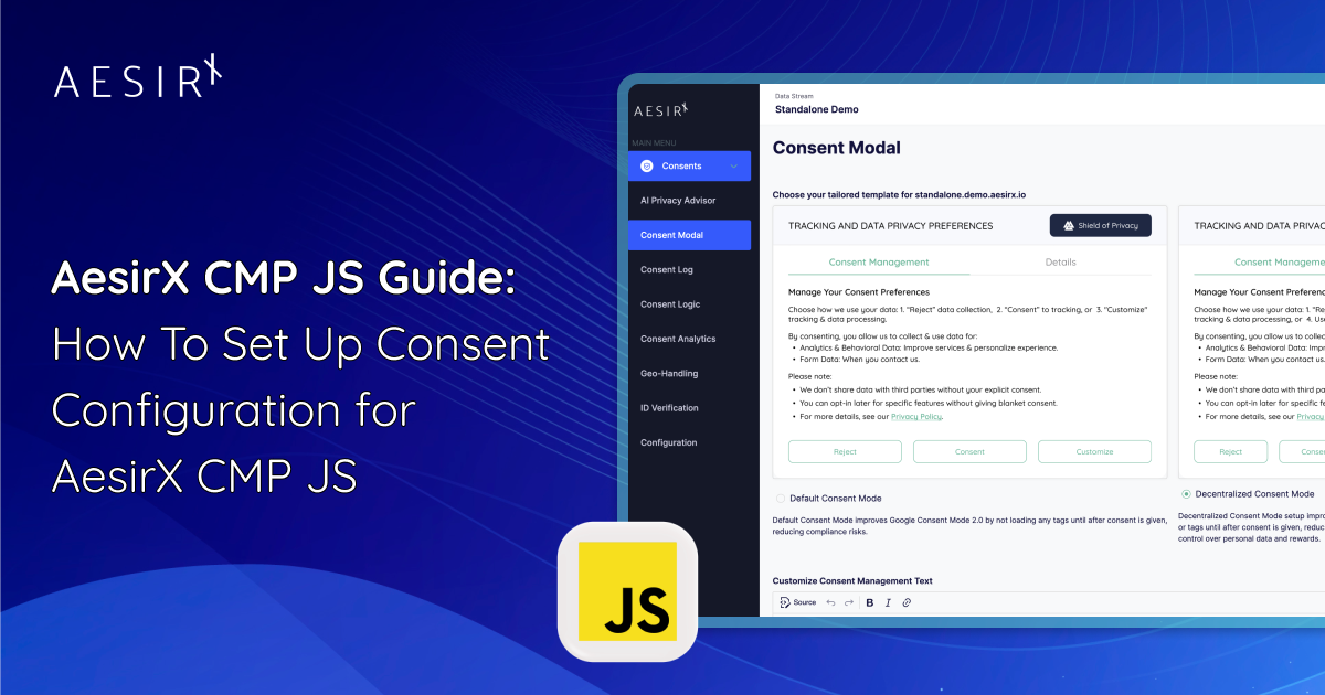 How To Set Up Consent Configuration for AesirX CMP JS